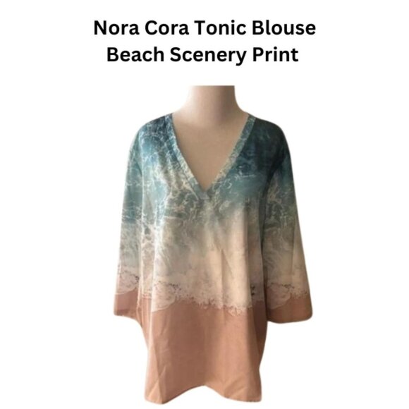 Nora Cora | Tops | Nora Cora Tonic Blouse Vneck 34 Sleeves Beach ...